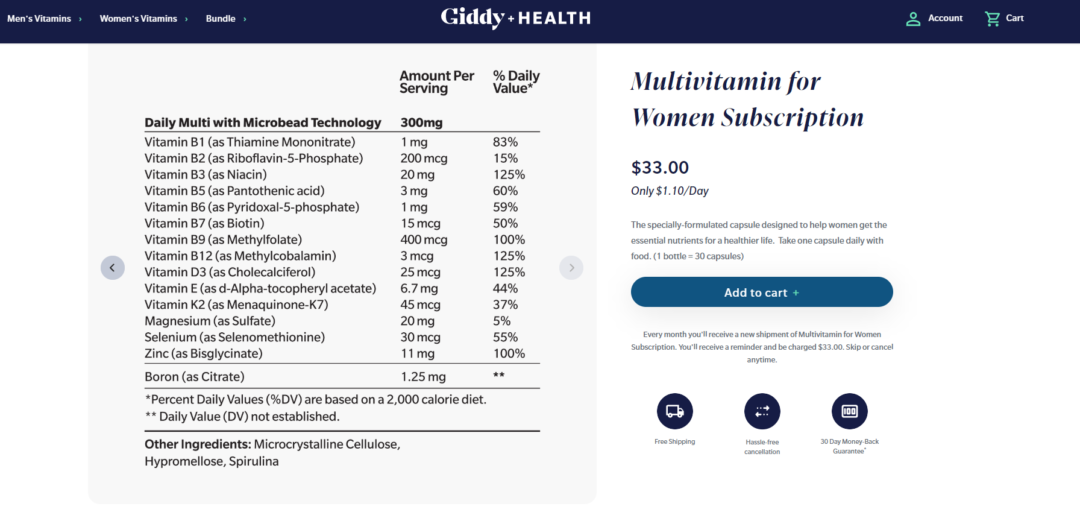 Giddy Health Multivitamin for Women Review - Is It Effective?